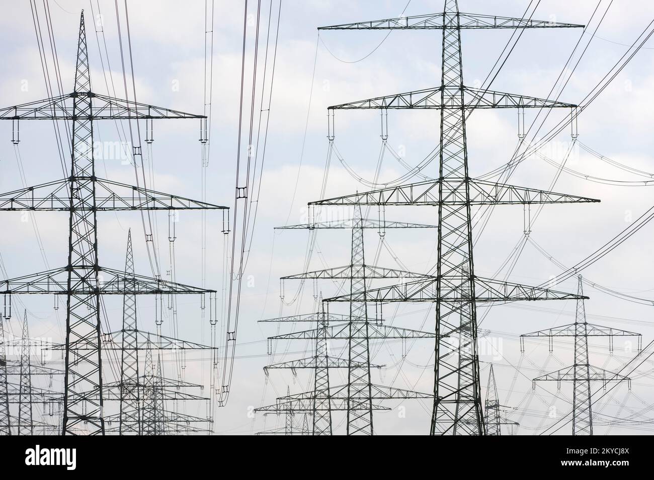 High-voltage pylons, overhead lines, power lines, Baden-Wuerttemberg ...