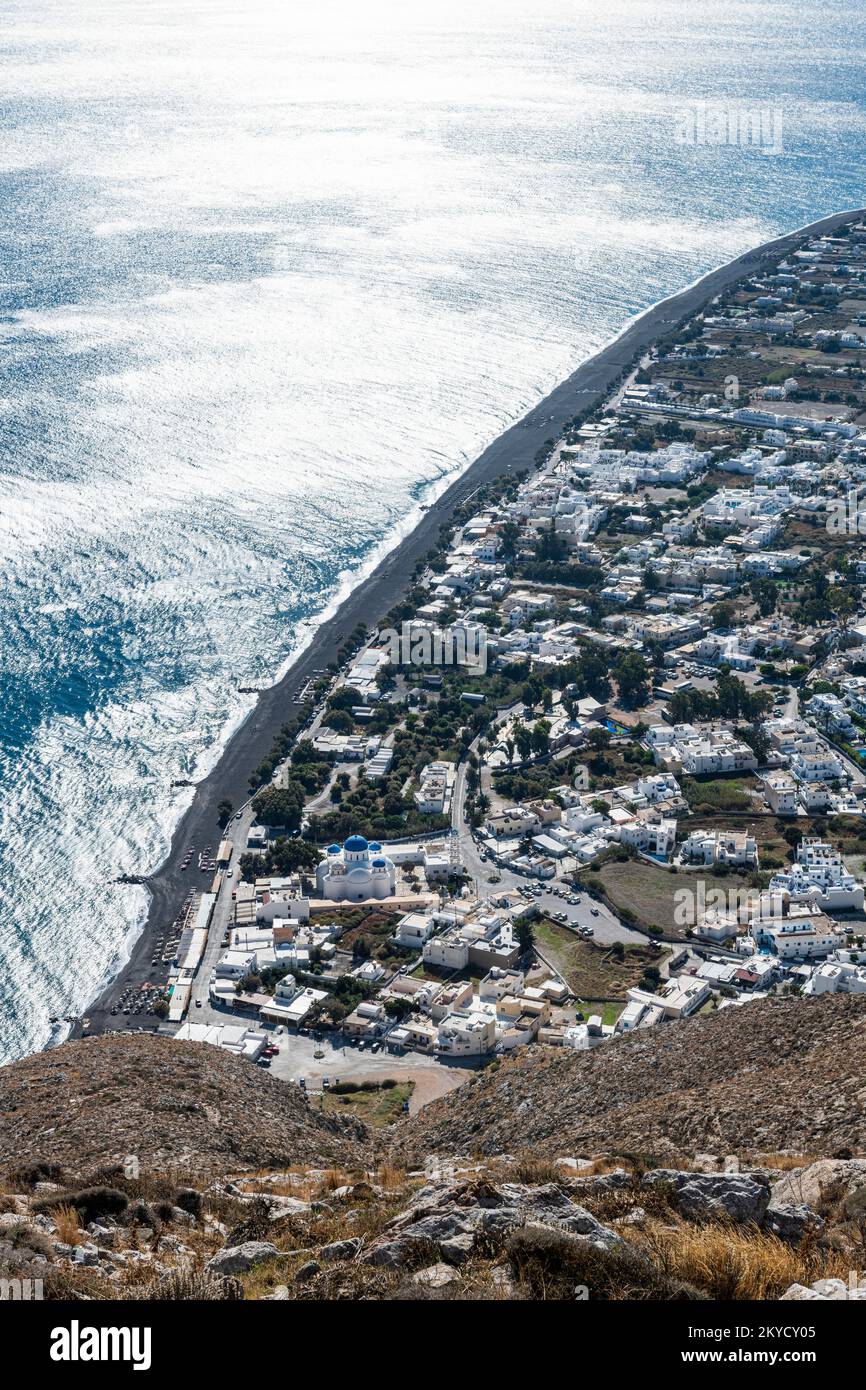 Overlook over Perissa, Santorini, Greece Stock Photo - Alamy