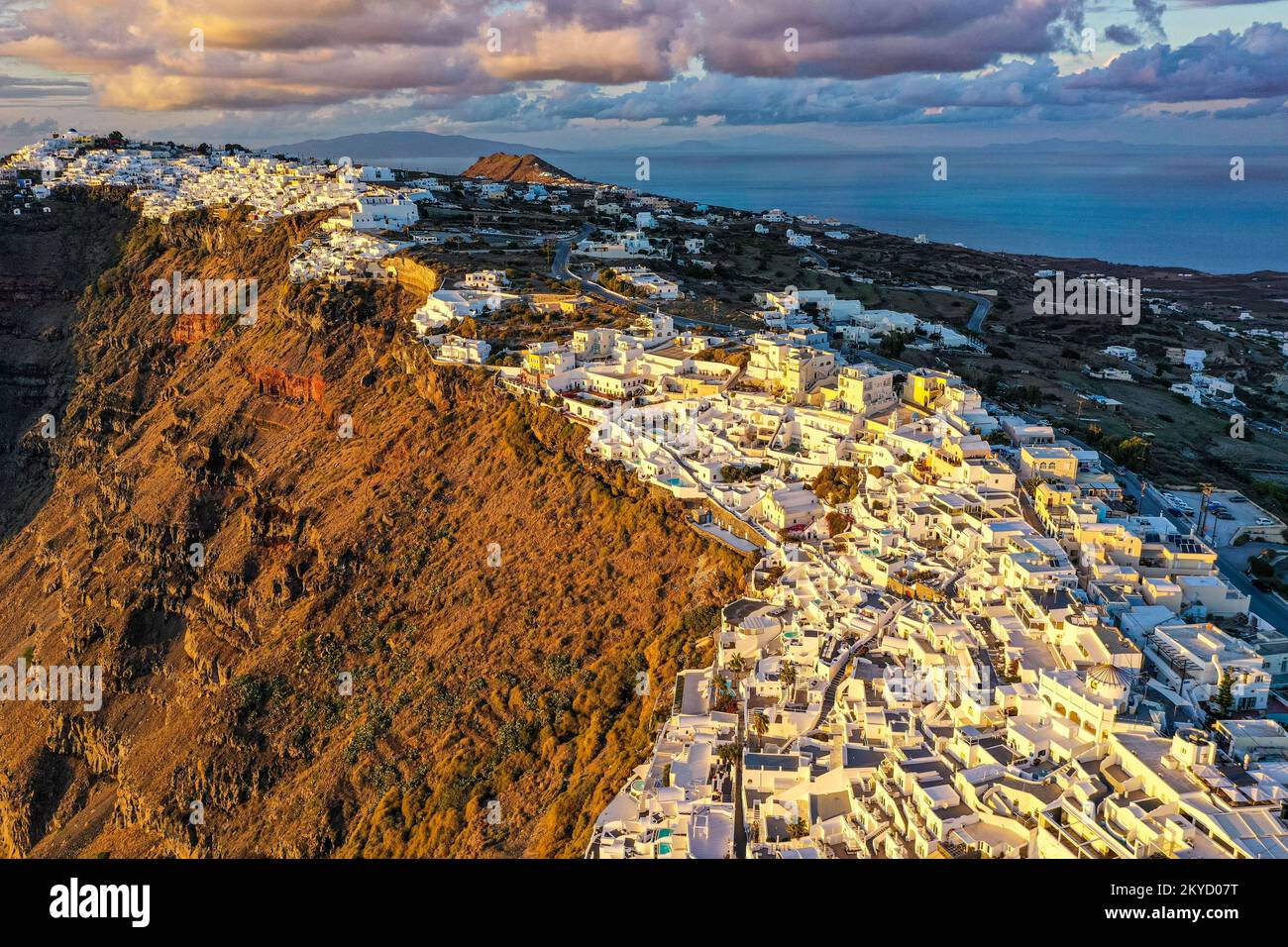 Aerial of Fira at sunset, Santorini, Greece Stock Photo - Alamy