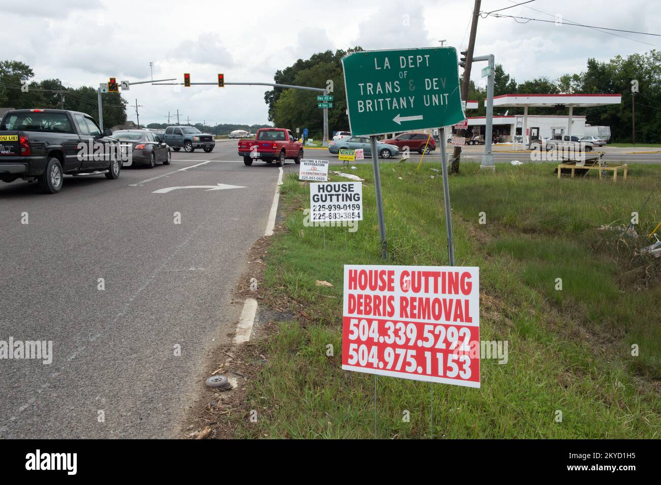Small business marketing signs line the side of the roads in Brittany ...