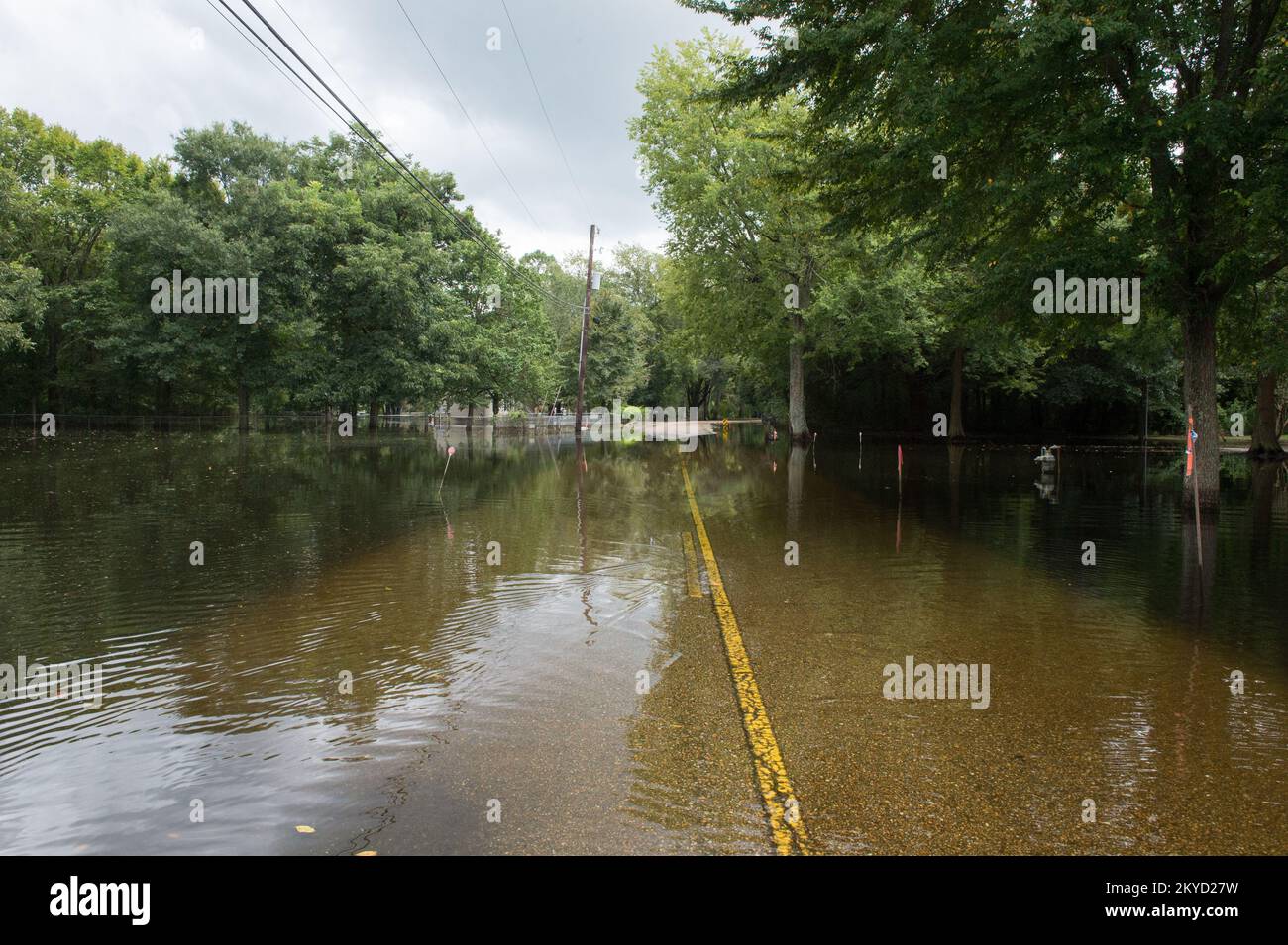 Flooded street in Prairieville, La, is the shallowest area of water in ...