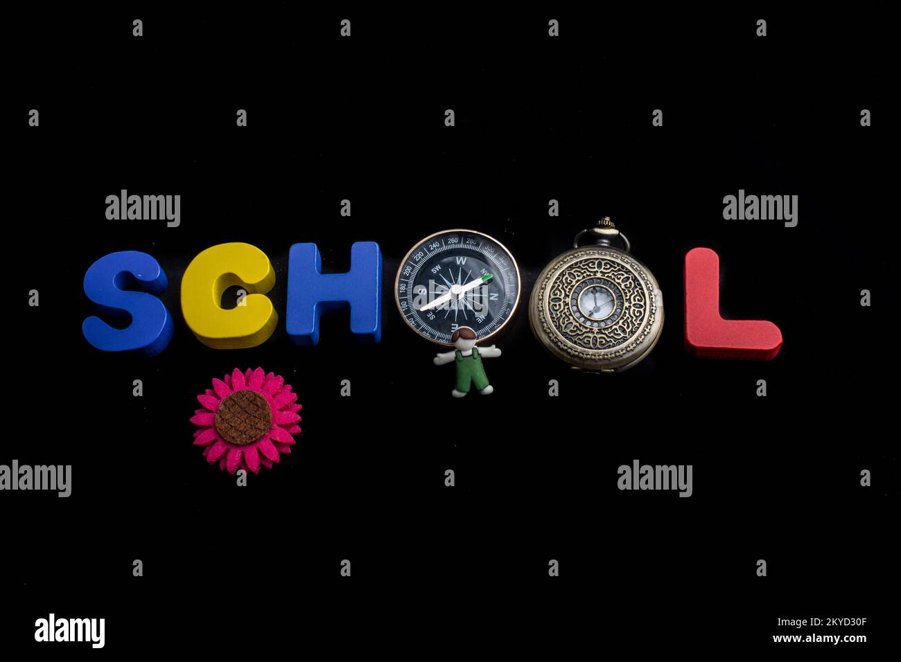 Education concept by School lettering with colorful wooden letters ...