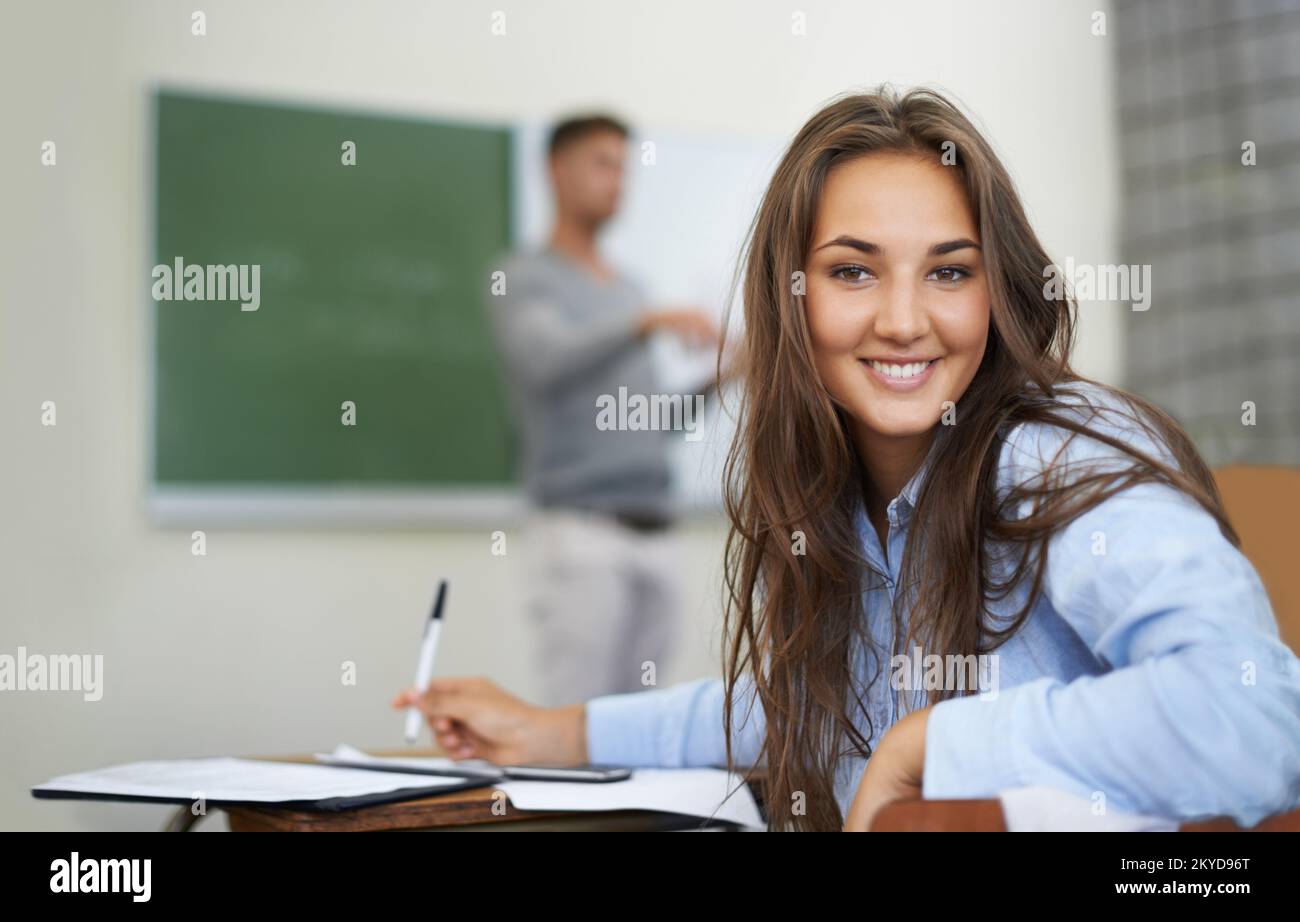 University students smiling in classroom hi-res stock photography and ...