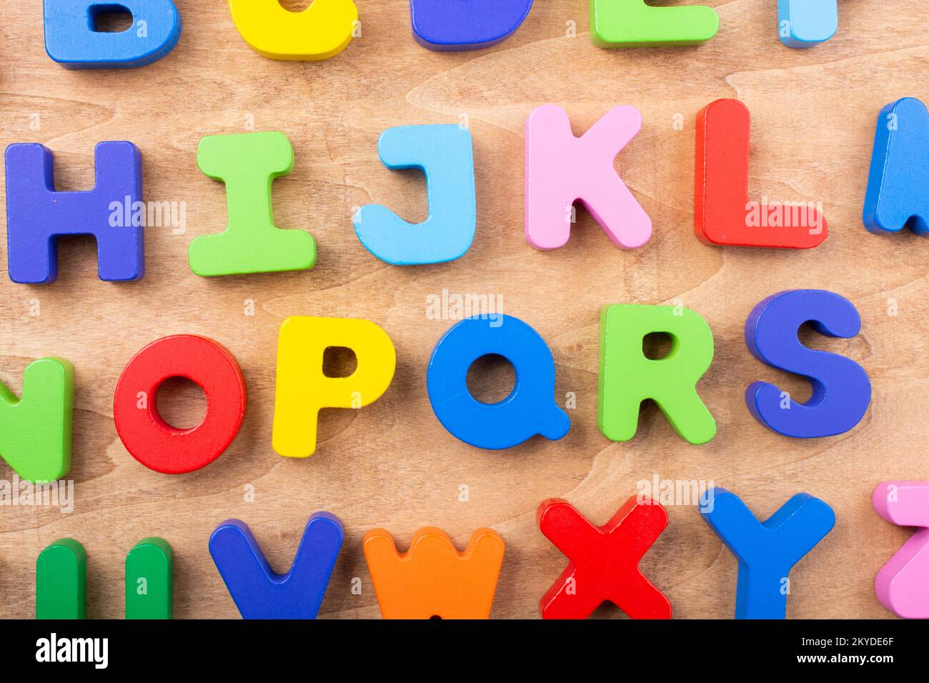 Colorful Letters of Alphabet made of wood Stock Photo - Alamy