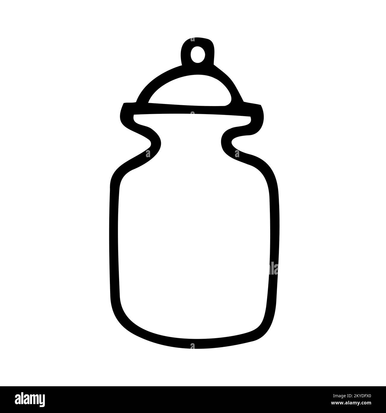 Doodle jar for spices. Outline container with lid on white background ...