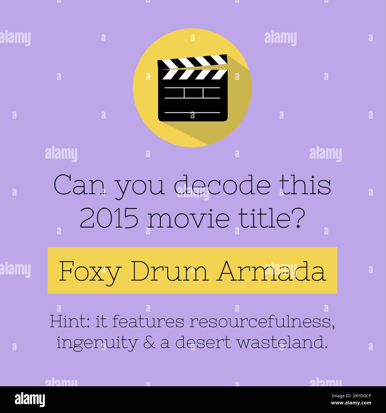 A teaser graphic for audiences to guess the name of a movie featured in ...