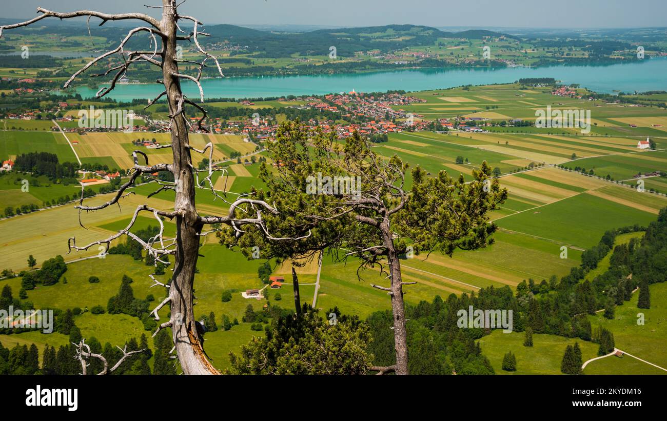 Panorama of the Tegelberg massif, Waltenhofen, Forggensee and baroque ...