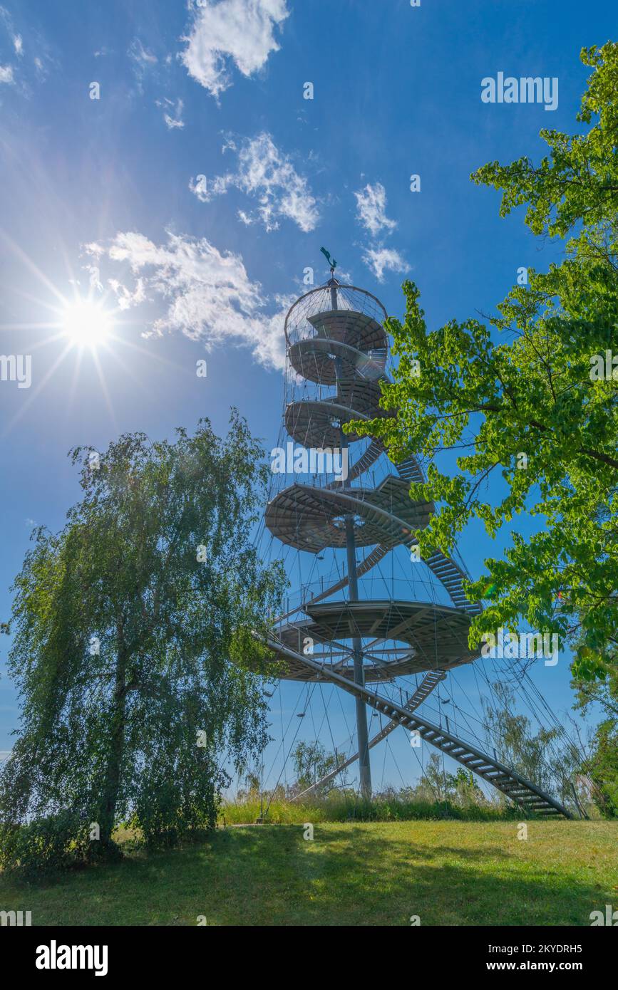 Hoehenpark Killesberg, Killesberg tower, stairs, wire ropes, circles ...