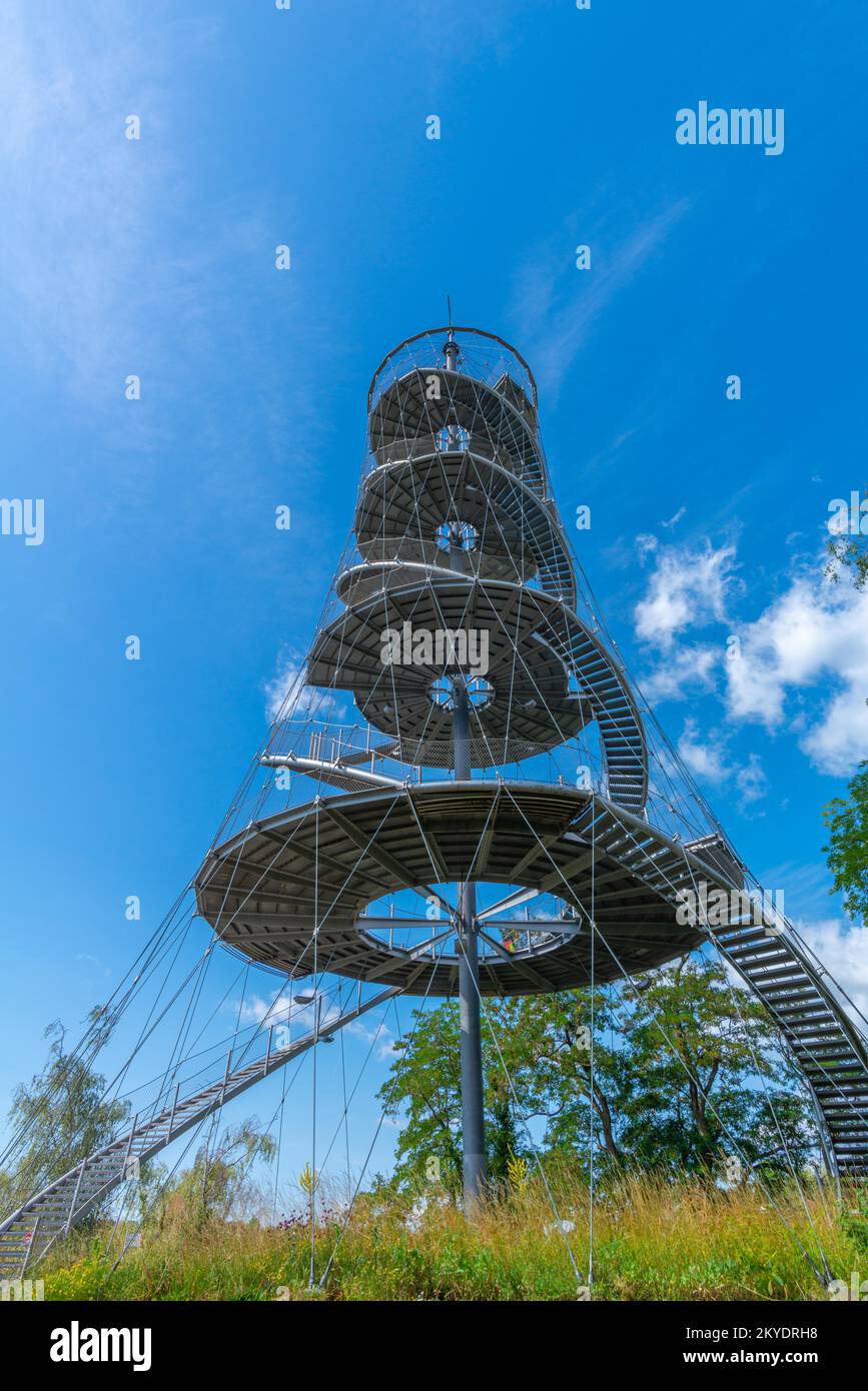 Hoehenpark Killesberg, Killesberg tower, stairs, wire ropes, circles ...