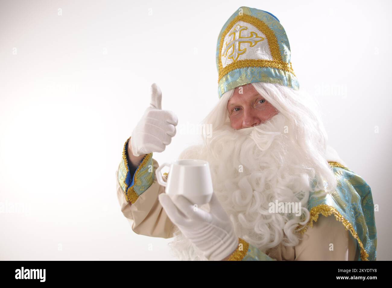 Sinterklaas portrait USA on a white background. Dutch Santa Claus St ...