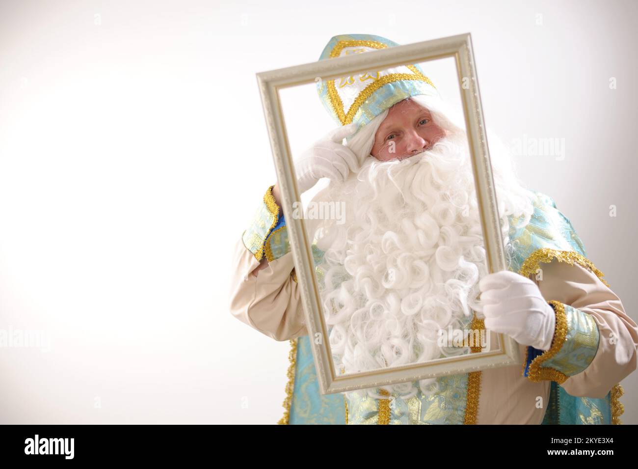Sinterklaas portrait USA on a white background. Dutch Santa Claus St ...