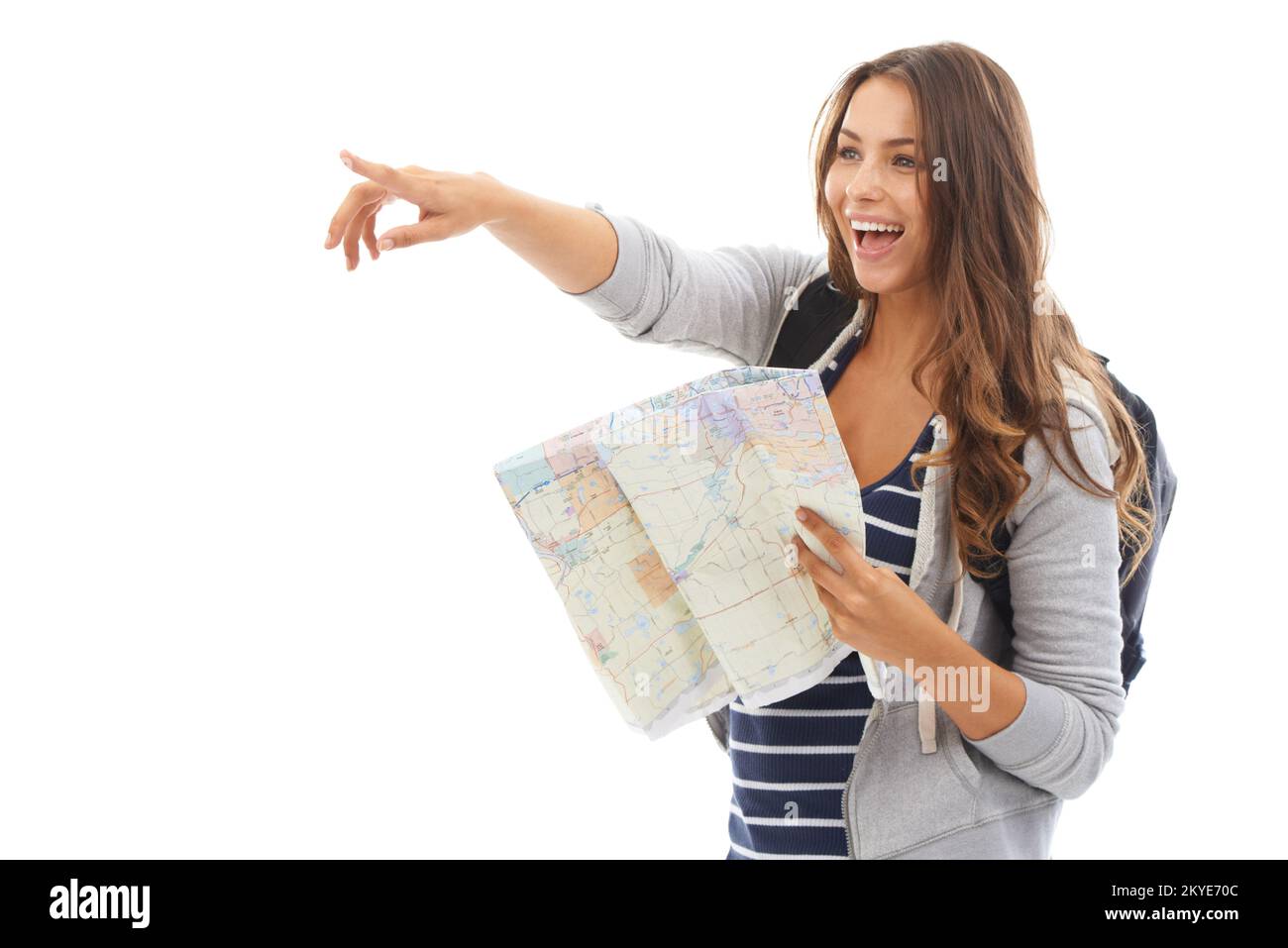 Real person holding a map Cut Out Stock Images & Pictures - Alamy