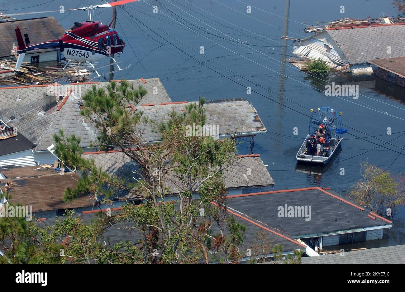 Hurricane Katrina, New Orleans, LA, September 4, 2005 -- A helicopter ...