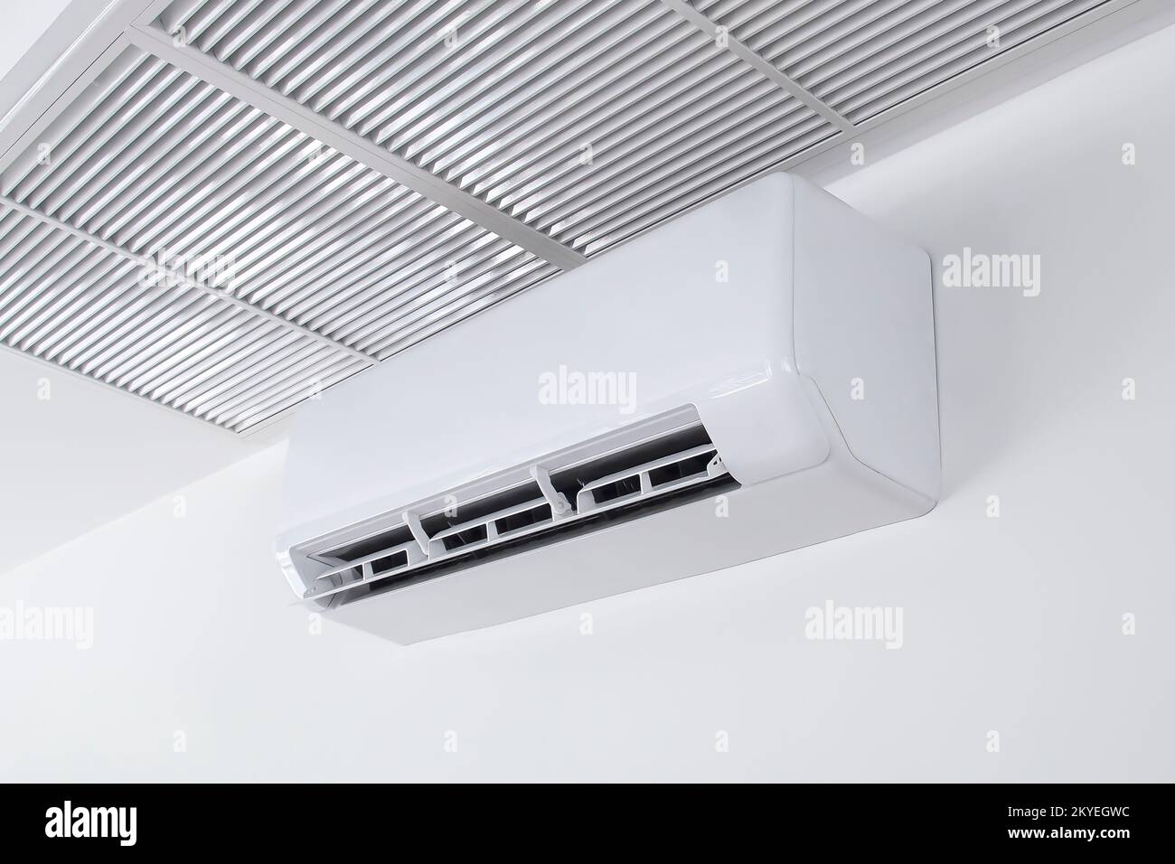 split type air conditioner wall hanging white background Stock Photo ...