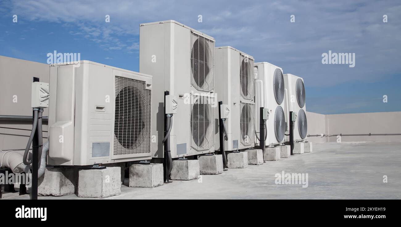 Air conditioner compressor installed outdoors Stock Photo - Alamy