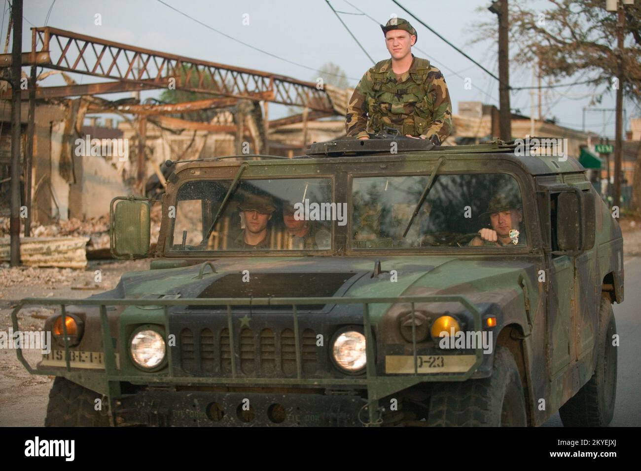 Hurricane Katrina, Bywater, LA., 9/18/2005 -- National Guardsmen patrol isolated communities ...