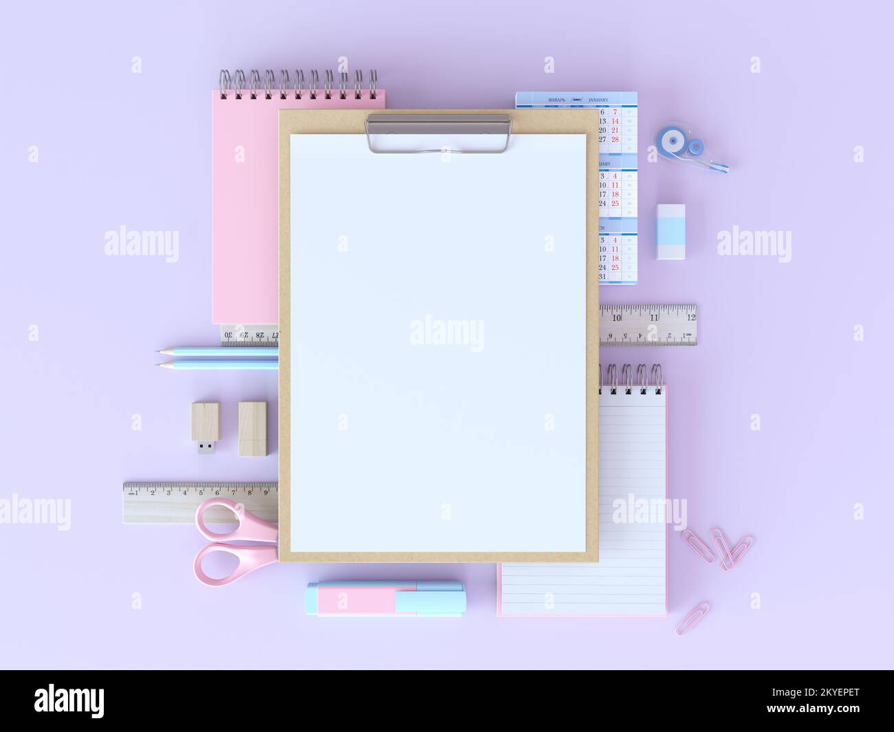 Mockup notebook pastel colors. Notebook with School supplies, office ...