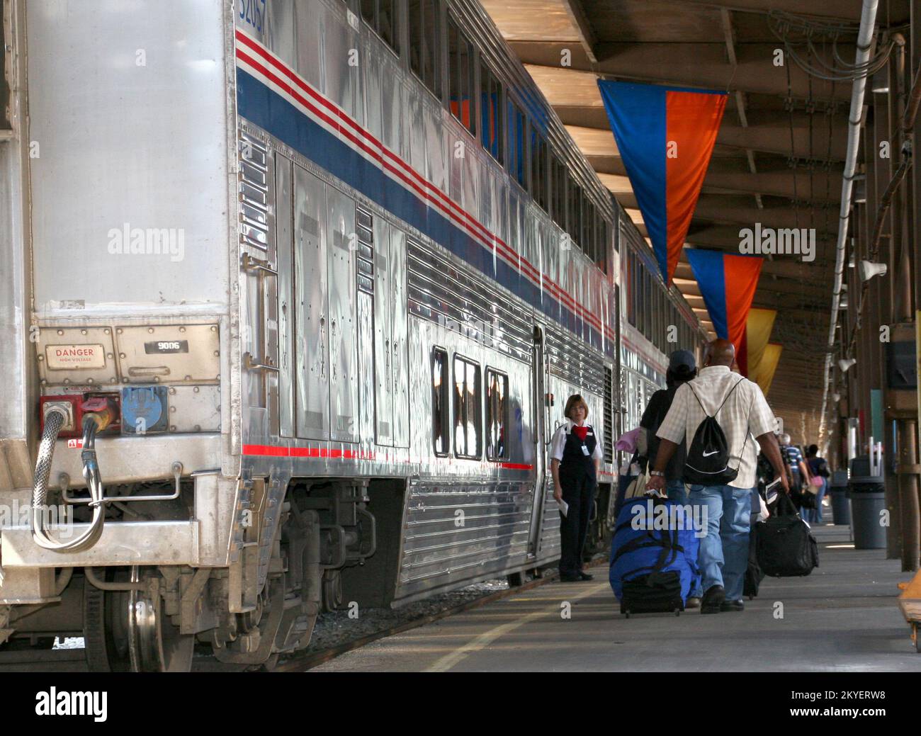 New Orleans, LA, October 9, 2005 - Amtrak riders begin to board the ...