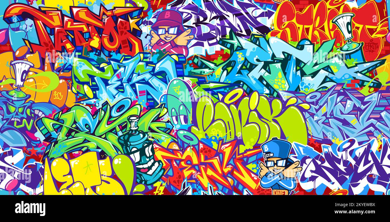 Trendy Urban Style Hiphop Graffiti Street Art Pattern. Vector ...