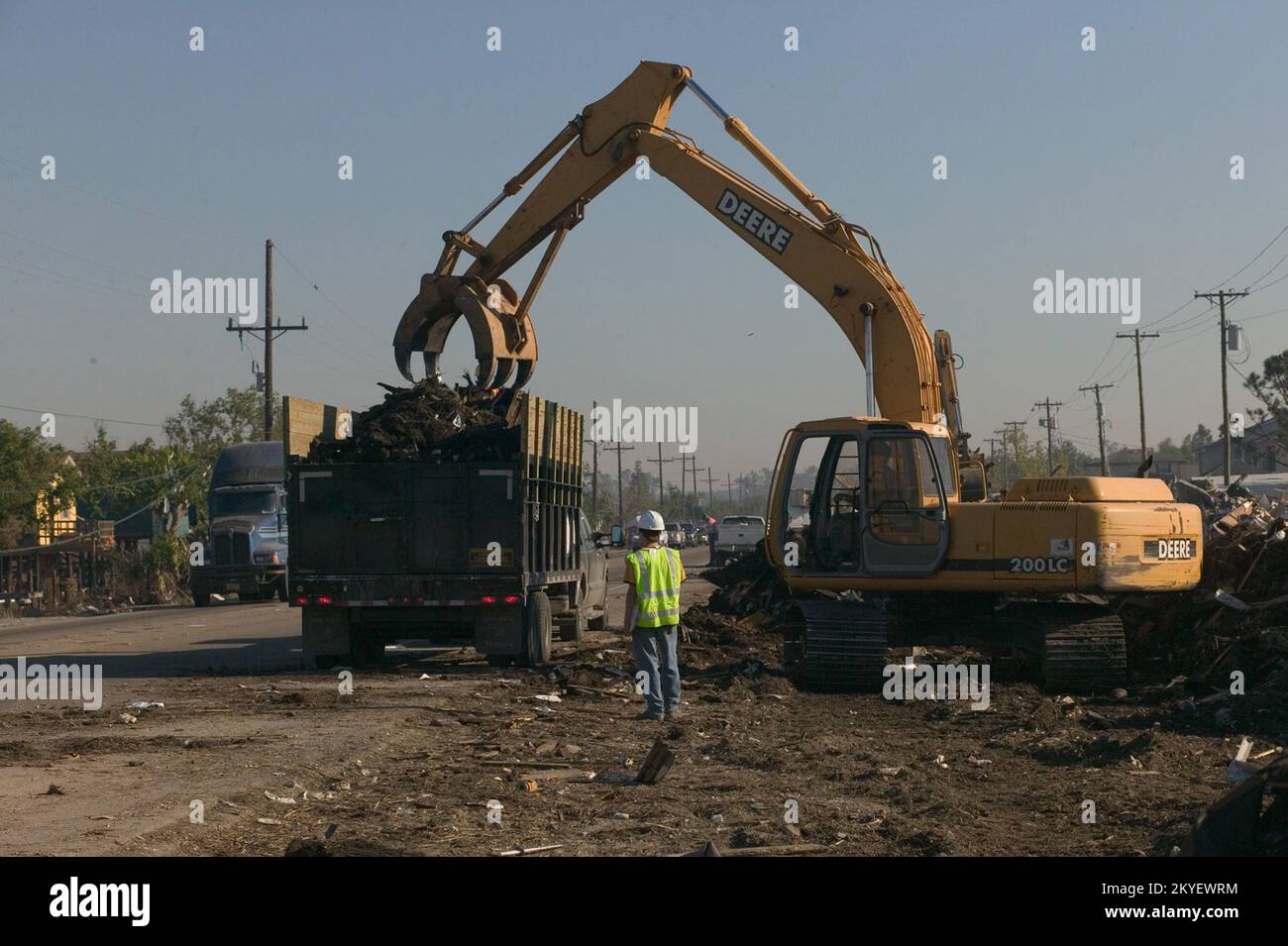 Hurricane Katrina, Plaquemines Parish, LA., 10/18/2005 -- A dump truck is filled with debris in ...