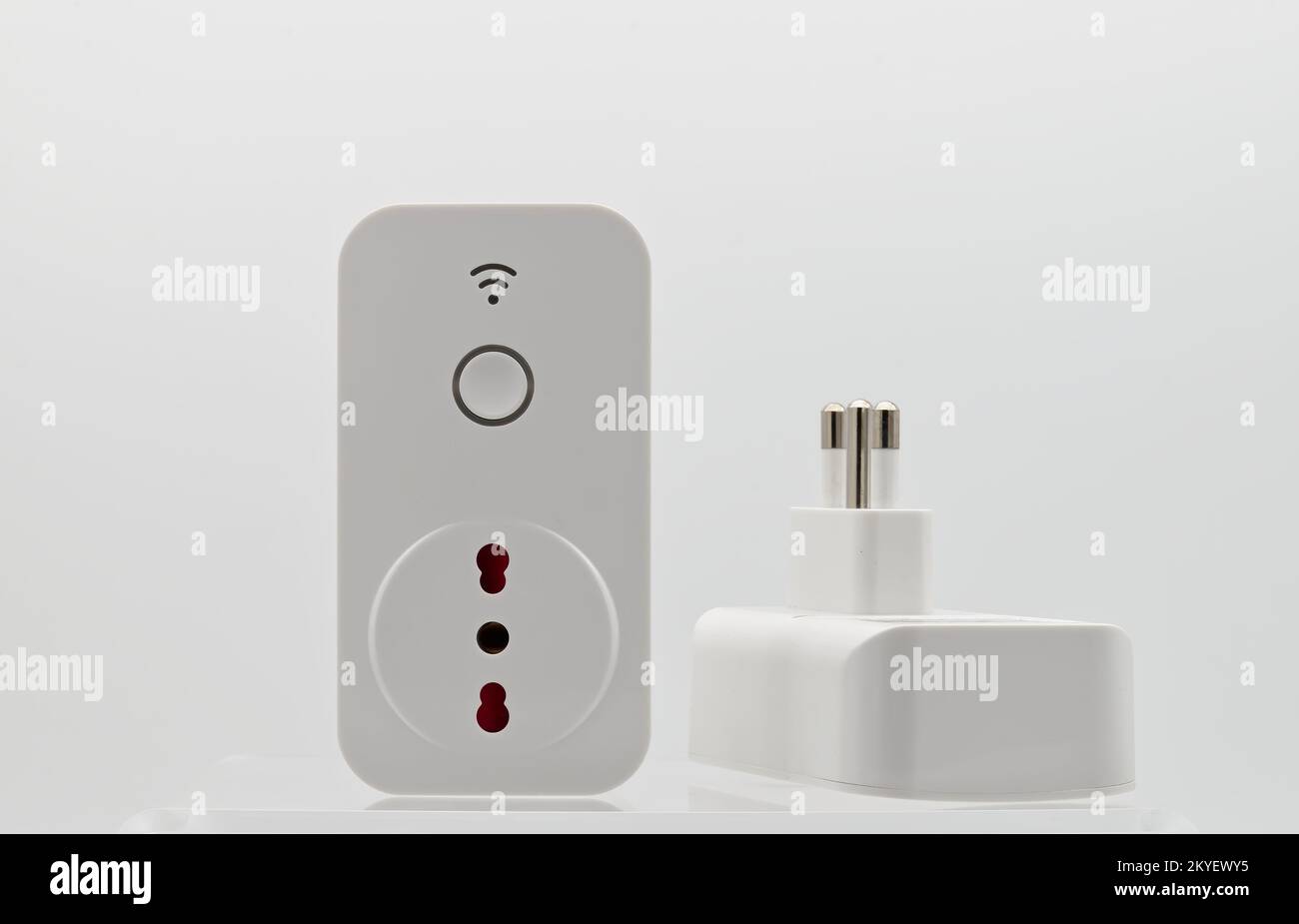 Smart wi-fi plug with energy monitor isolated on white background Stock ...