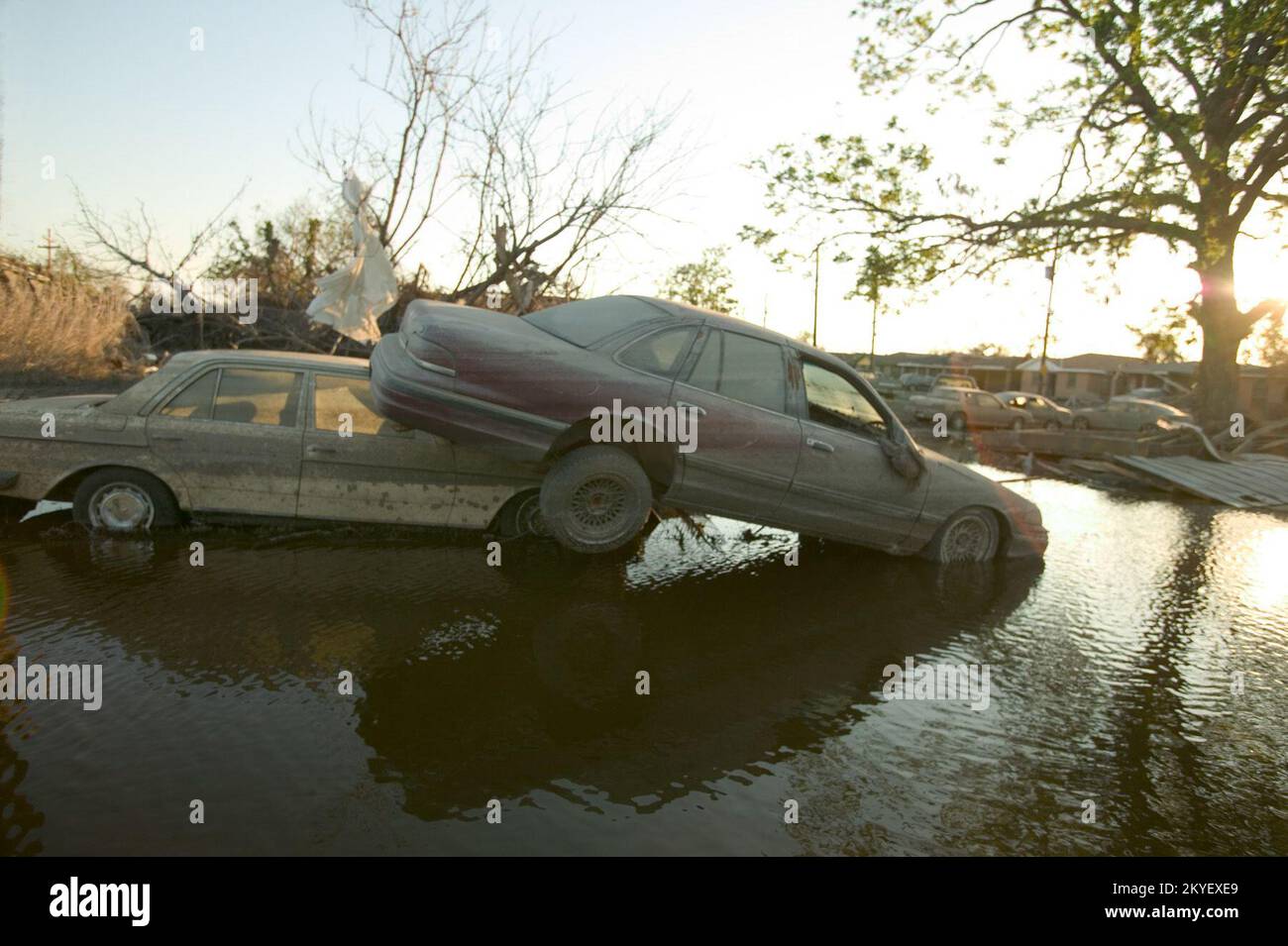 Hurricane Katrina, New Orleans, LA., 10/22/2005 -- Cars are piled on ...