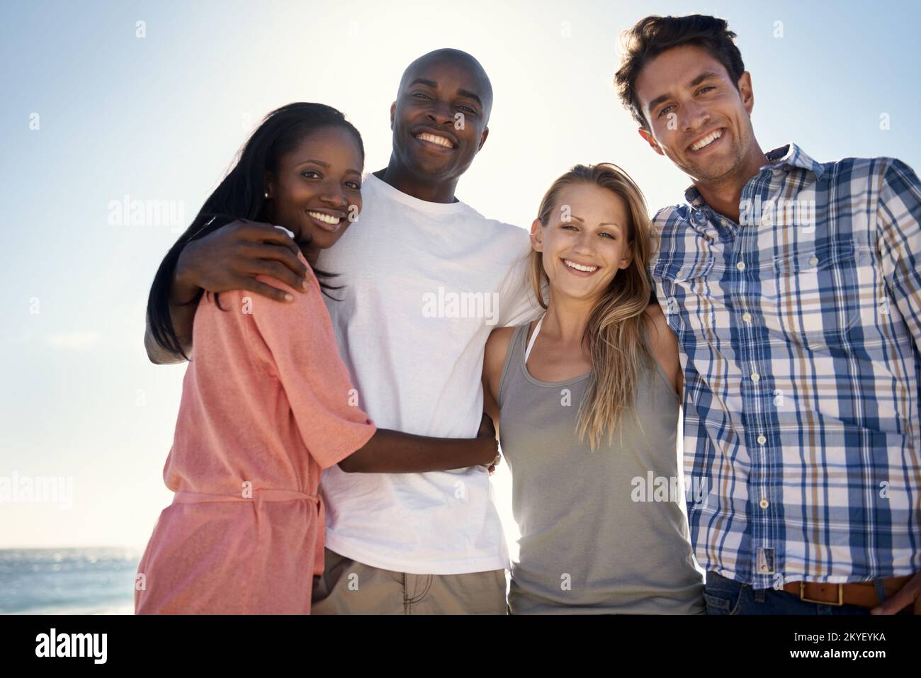 Its great spending time with close friends. Cropped portrait of two ...