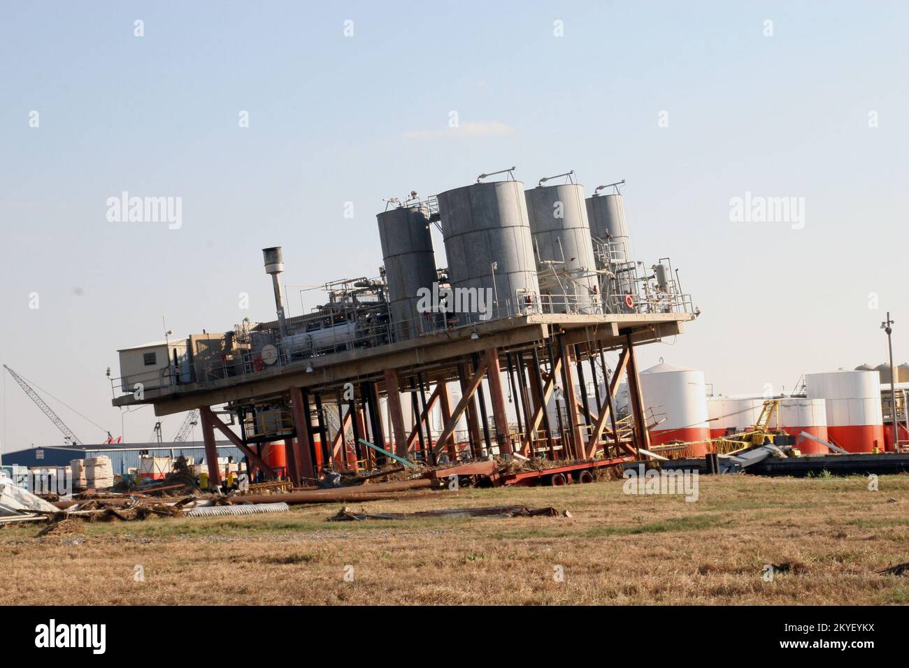 Hurricane Katrina, Venice, LA, October 25, 2005 - A damaged platform ...