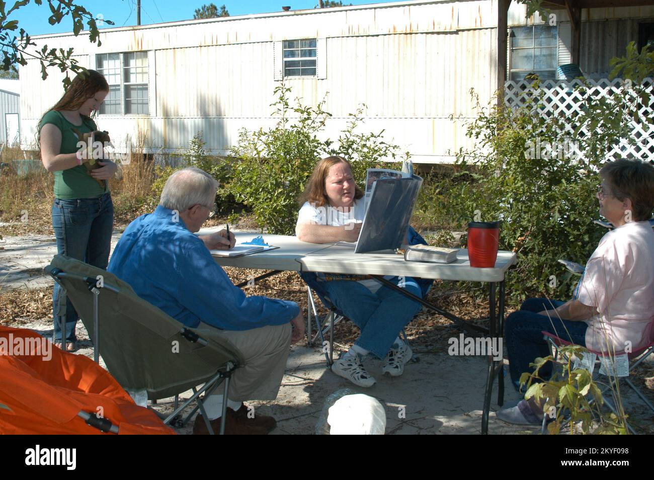 Hurricane Katrina, Wiggins, Miss., October 29, 2005 -- In front of her ...