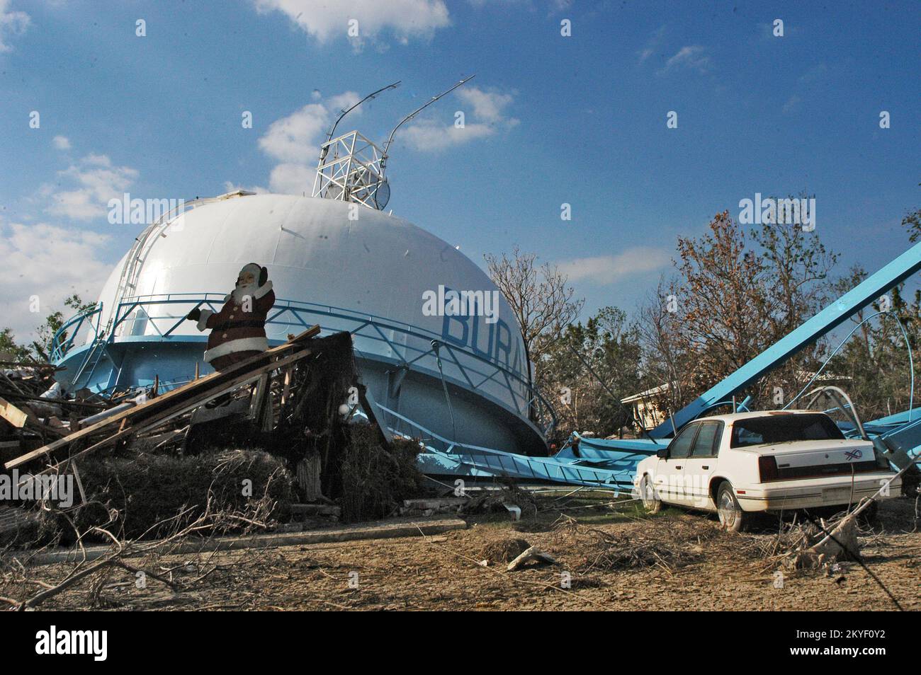 Hurricane Katrina, Buras, LA., October 30, 2005 -- The town water tower ...