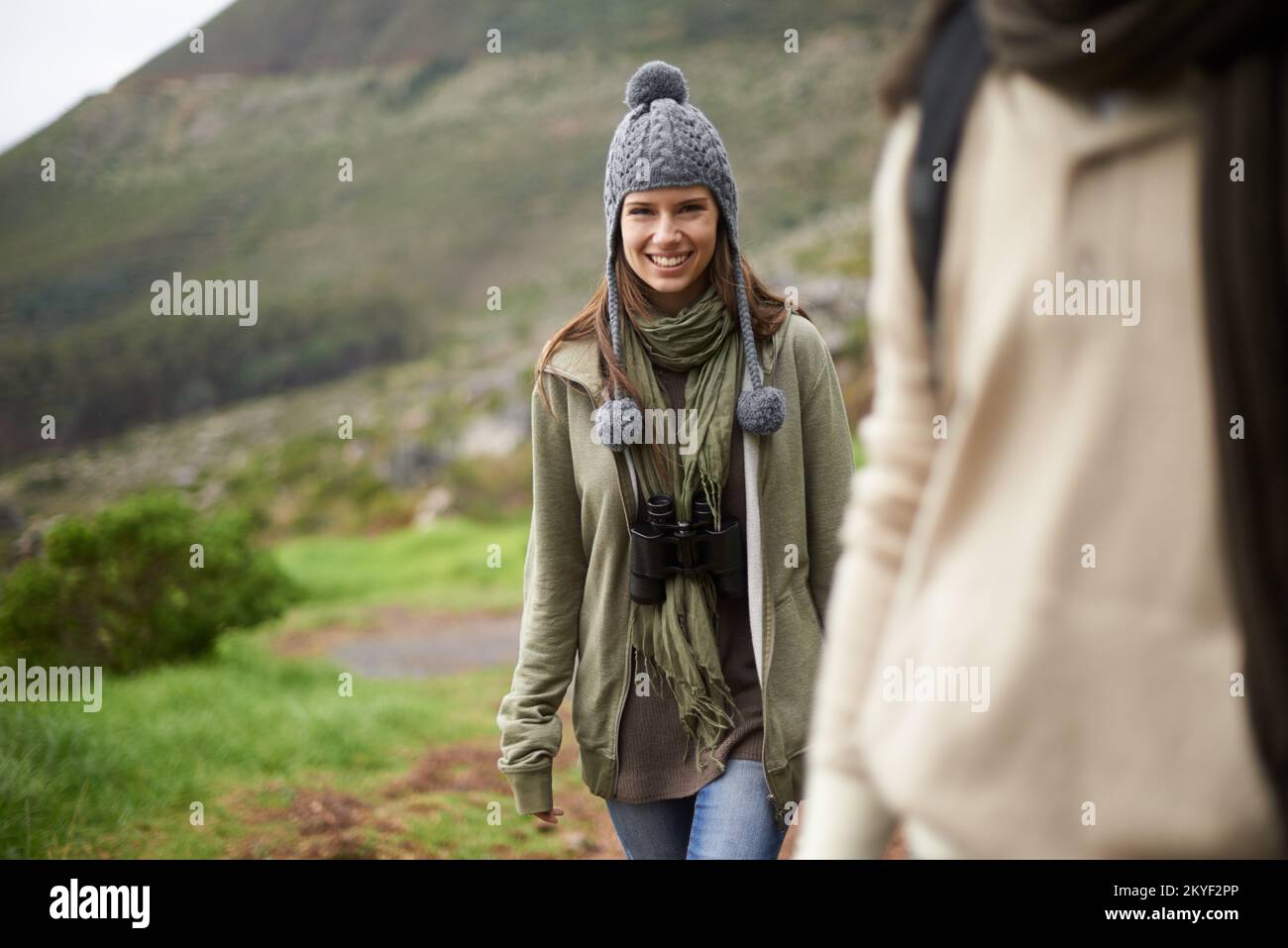 Happy man woman hiking mountains hi-res stock photography and images ...