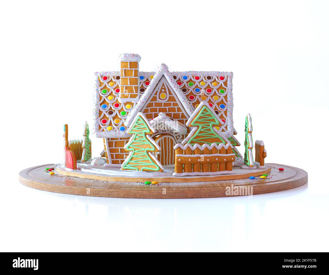 Christmas Gingerbread house in snow. Beautiful gingerbread house with ...