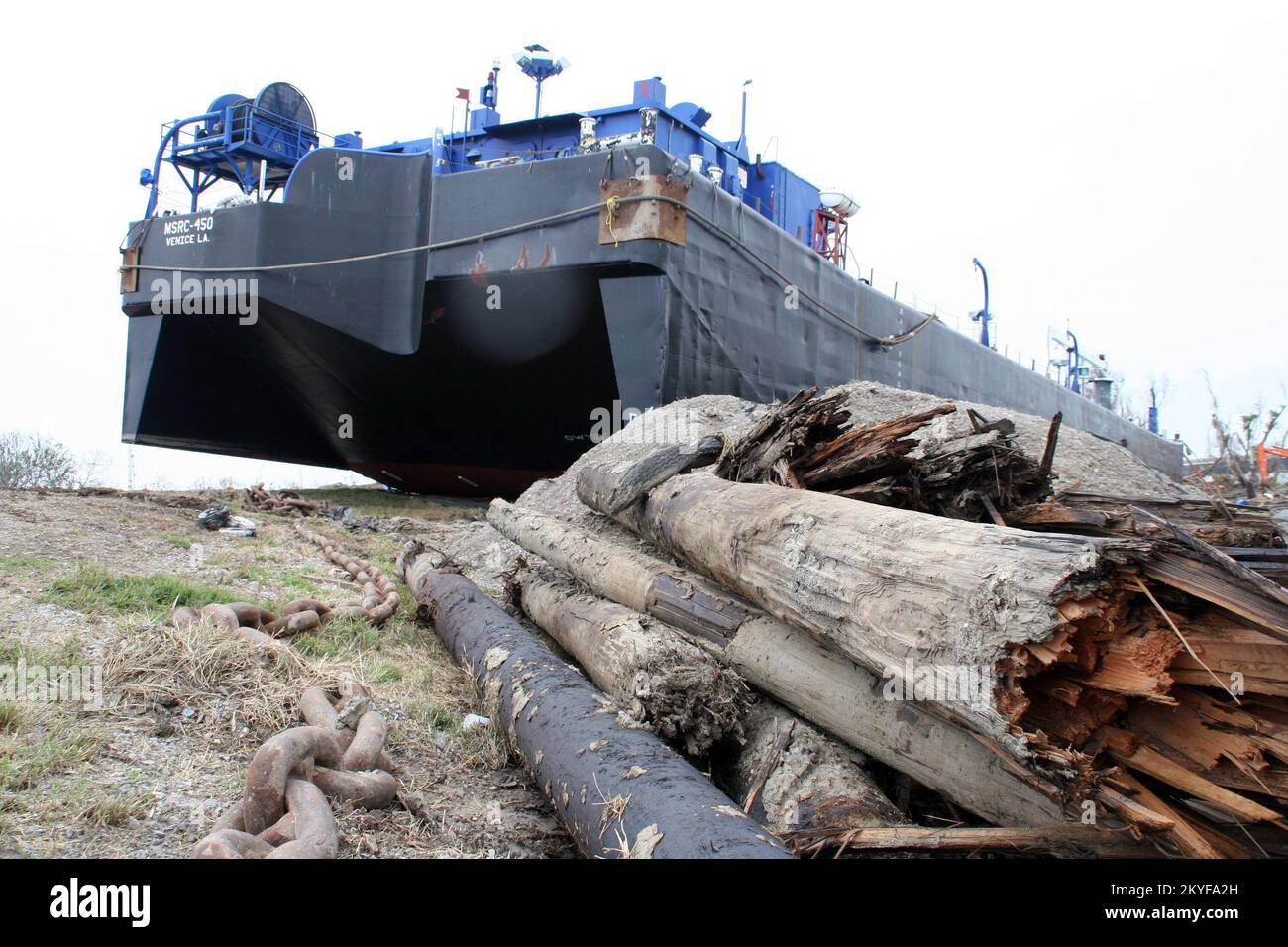 Hurricane Katrina, Empire, LA, December 7, 2005 - This barge continues ...