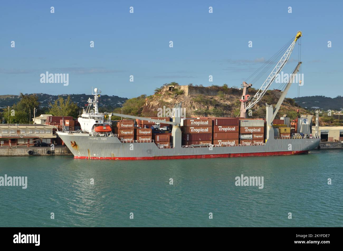 Container Ship in Harbour of grenada Caribic Stock Photo - Alamy