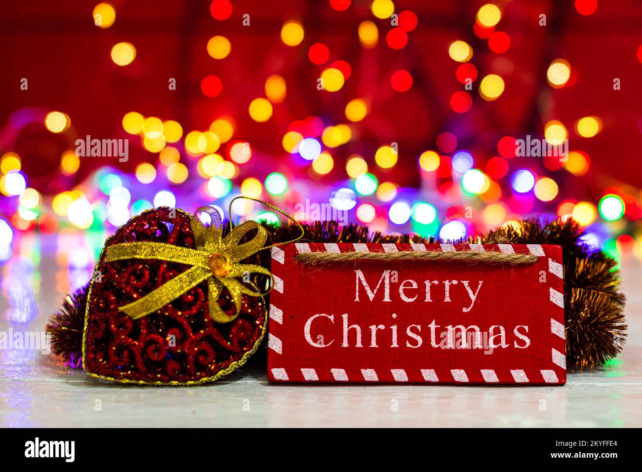 Decorations and ornaments in a colorful Christmas composition isolated ...