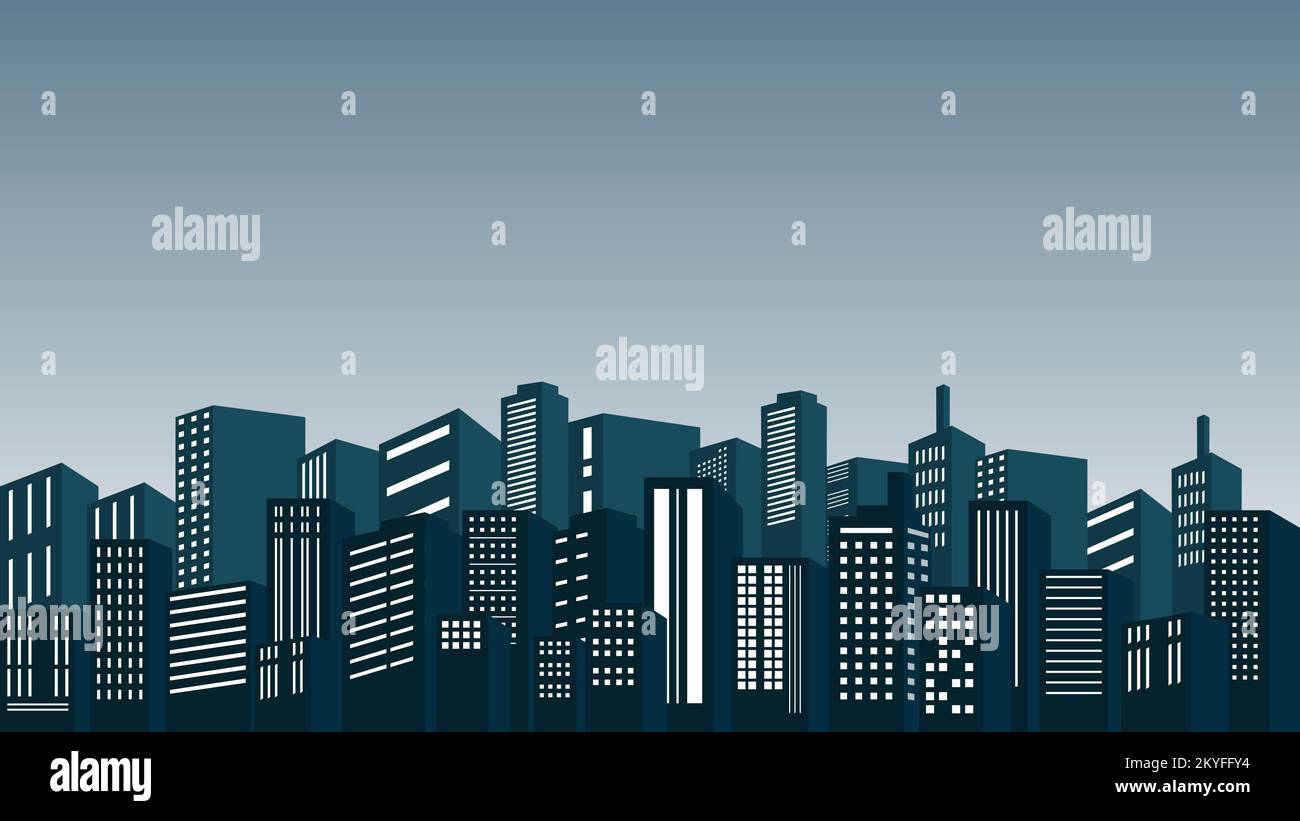 Reflection of city buildings with multi-storey buildings and apartments. Collection city vector ...