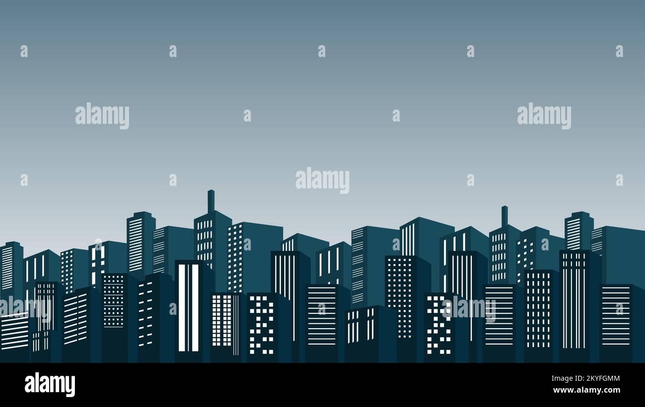 City silhouette background at night from the apartment rooftop ...