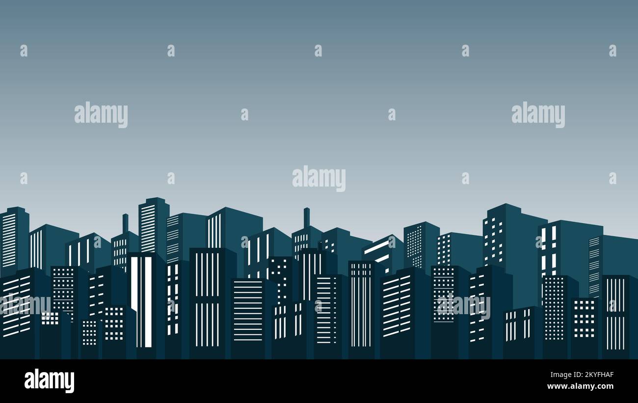 Silhouette of high rise buildings in the suburbs with night sky ...