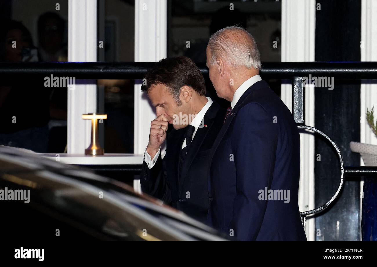 French President Emmanuel Macron, Brigitte Macron with US President Joe ...