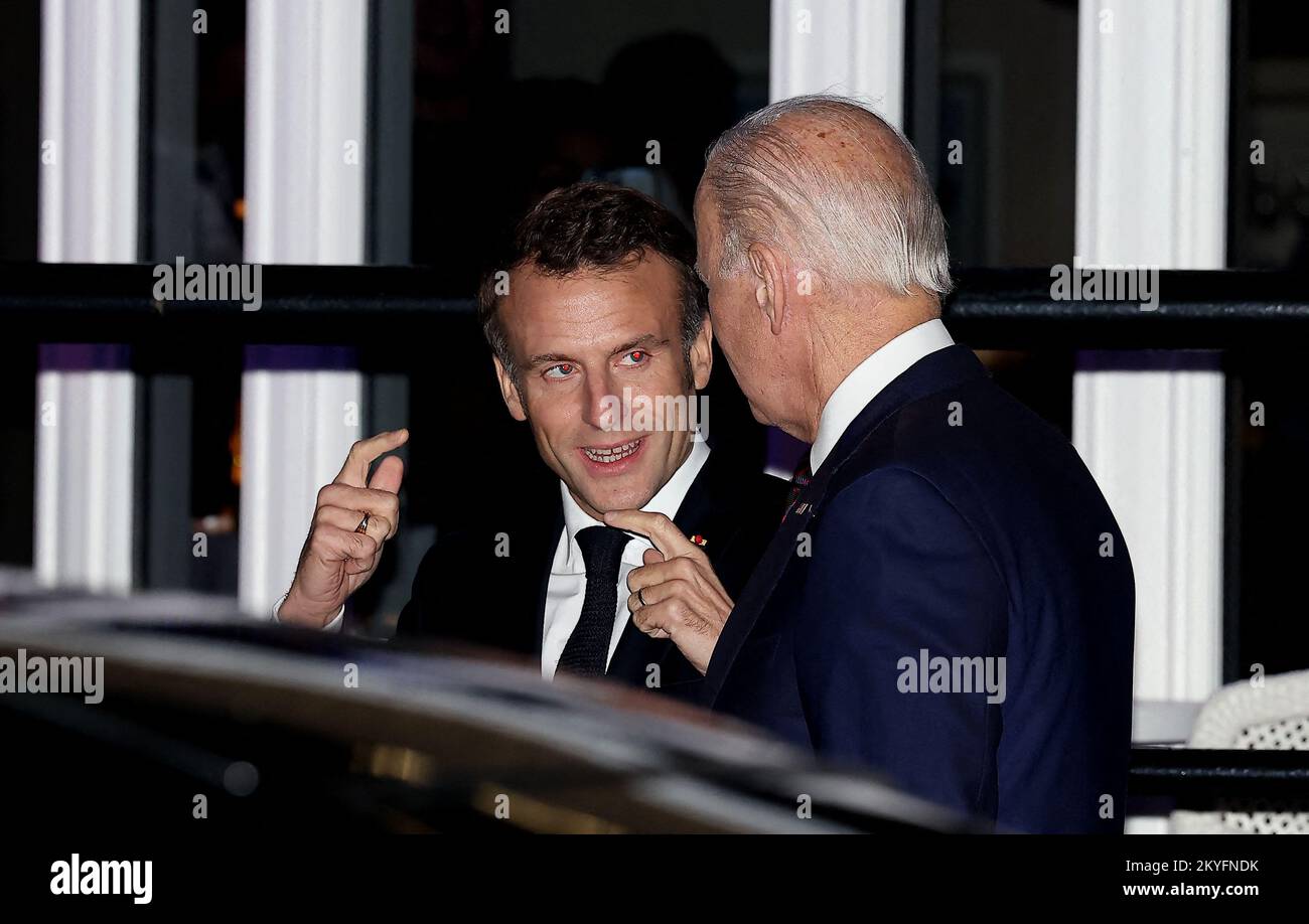 French President Emmanuel Macron, Brigitte Macron with US President Joe ...