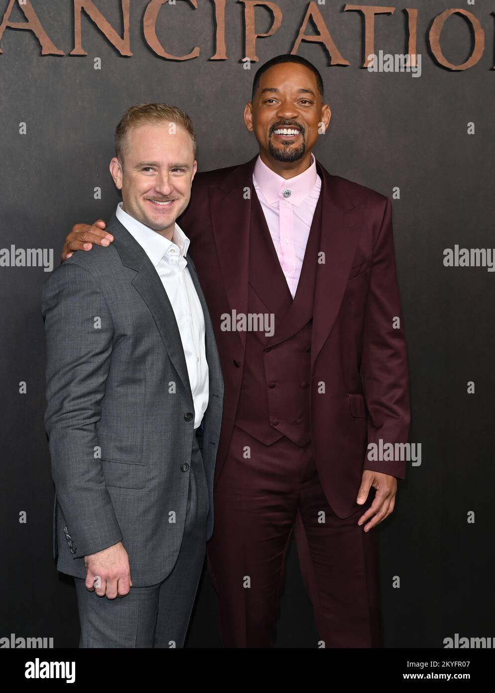 Los Angeles, USA. 30th Nov, 2022. Ben Foster & Will Smith at the premiere for "Emancipation" at ...