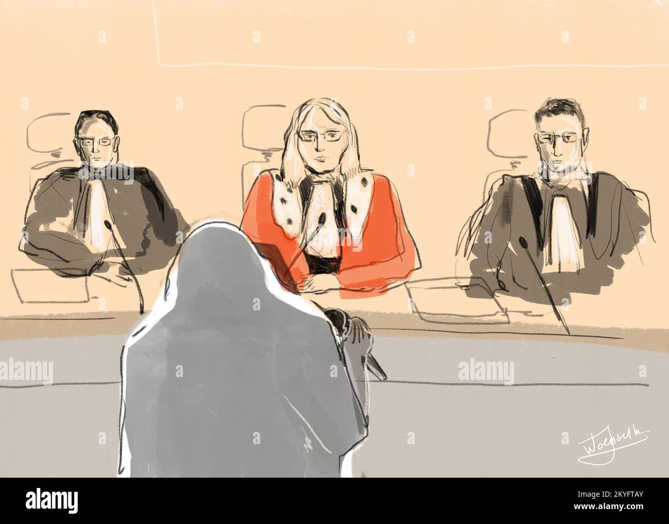 This drawing by Janne Van Woensel Kooy shows Chairwoman of the court ...