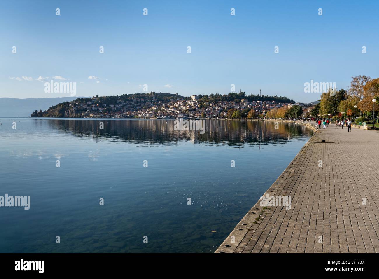 Ohrid, North Macedonia - 1 November, 2022: landscape view of Lake Ohrid ...