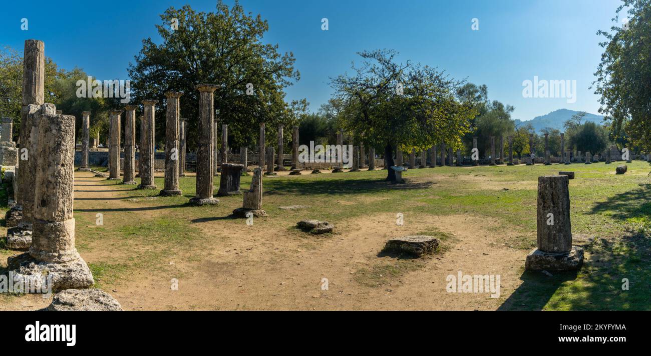 Olympia, Greece- 11 November, 2022: view of the Palestra or wrestling ...