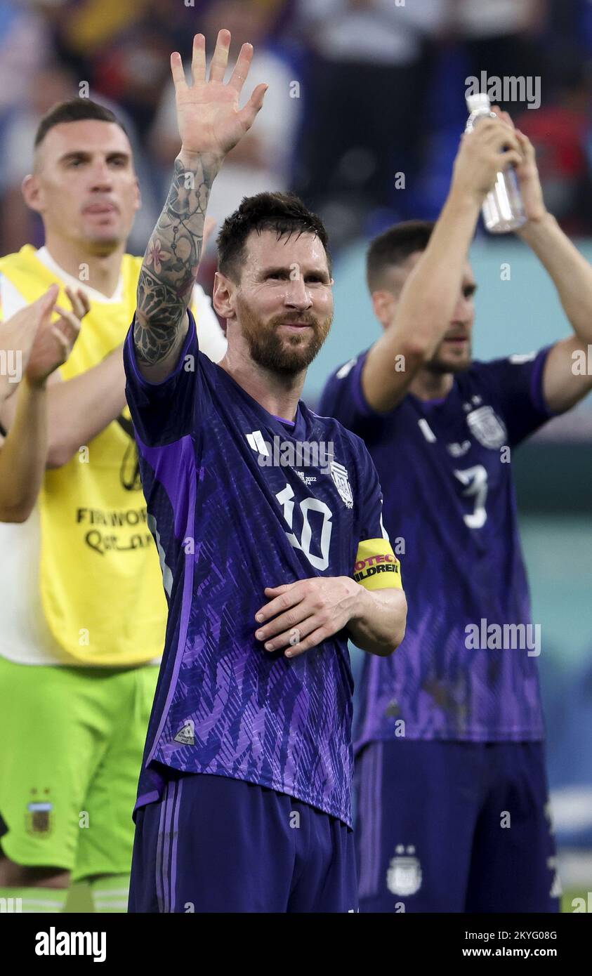 Lionel Messi of Argentina celebrates the victory following the FIFA ...