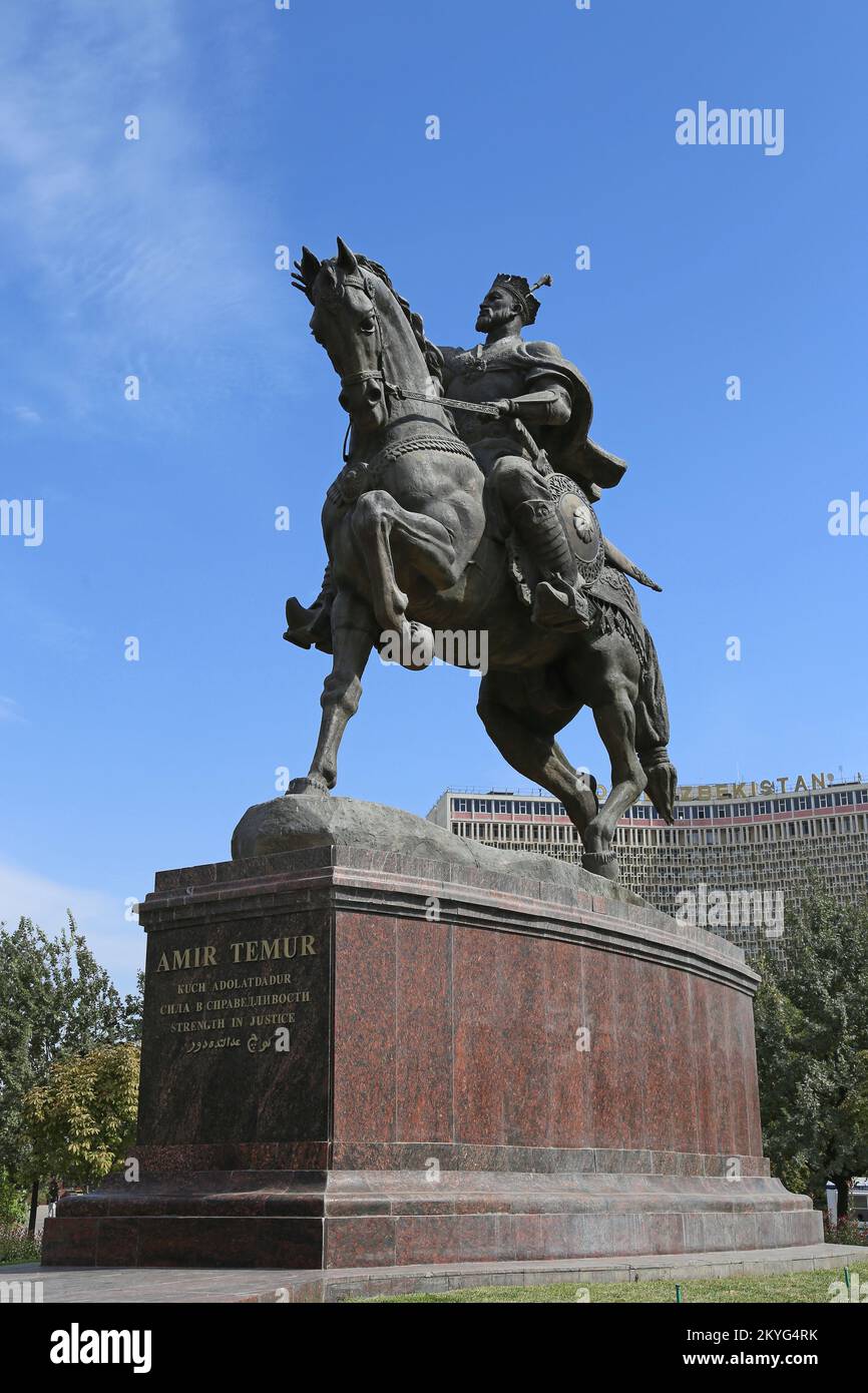 Statue of Amir Temur (1336-1405), Amir Temur Square, Central Tashkent ...