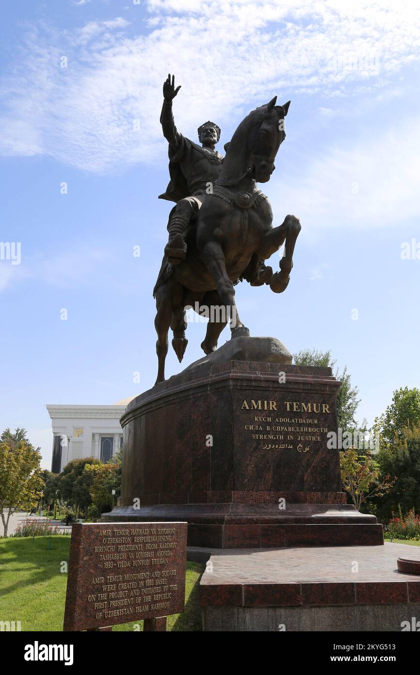 Statue of Amir Temur (1336-1405), Amir Temur Square, Central Tashkent ...