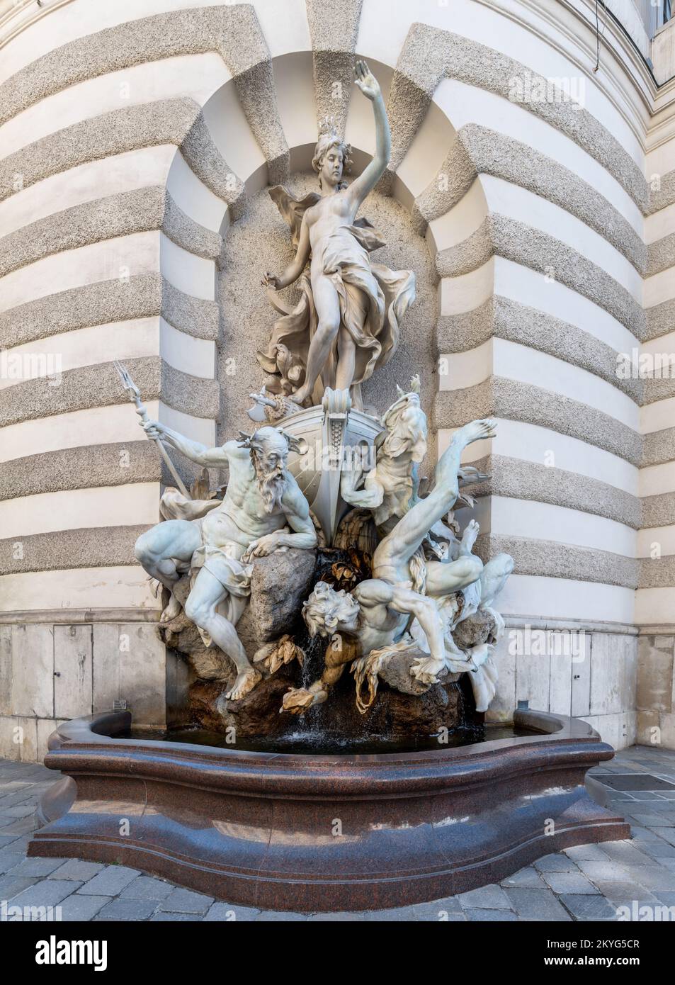 Vienna, Austria - 22 September, 2022: the Neptune Fountain on the wall ...