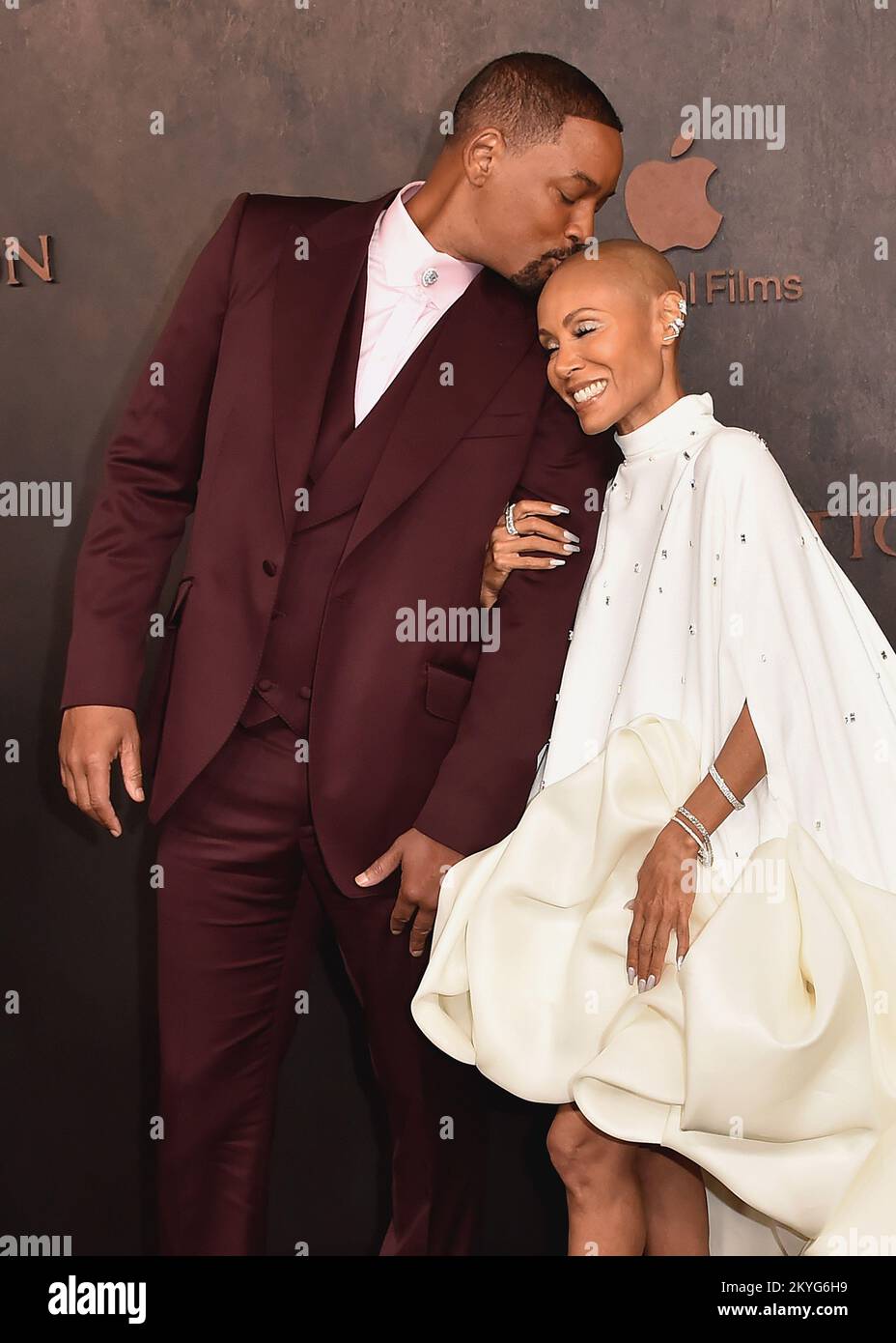 Will Smith and Jada Pinkett Smith walking the red carpet at the premiere for Apple Original ...