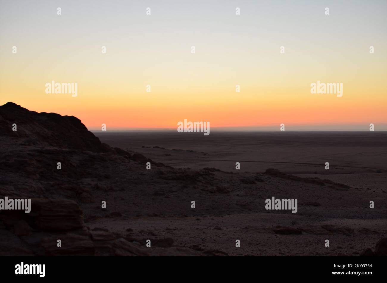colorfull sunset in mirabib lonely scenic Granit Rock Desert namibia ...